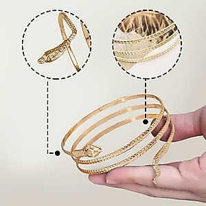 Hithop Gold Snake Bracelet Arm Cuff Jewelry Gold Arm Band Upper Arm Cuff Gold Arm Bands for women Arm Cuff Bangle for Women Gold Wrist Cuff Gold Evening Bracelet, One Size