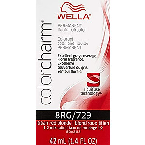 WELLA Color Charm Permanent Liquid Hair Color for Gray Coverage, 8RG Titan Red Blonde