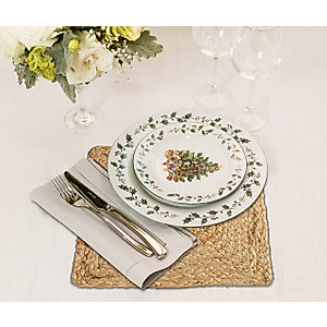 Natural Jute Placemat Set of 4 - Square 13 Inch Decorative Reversible Braided Hand Woven Charger for Dinner Table Décor Farmhouse Christmas Wedding Family Gathering Party and Everyday Use