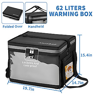 Nesthao Insulated Food Delivery Bag for Delivery,Magnetic Catering Delivery Box with Support Frame/Cup Holders/Drink Carriers,Great for Catering,Restaurants,Delivery Drivers-XXL Fit 14'' Pizza box