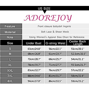 ADOREJOY Lingerie for Women Front Closure Babydoll Lace Chemise V Neck Mesh Sleepwear (Small, Blue)