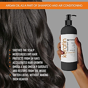 Keratin Shampoo and Conditioner Pump Set - Argan Oil for Dry Thinning Hair, Sulfate Salt Parabens Free - Anti Frizz - Clarifying And Protective Keratin Complex