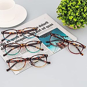 DXYXYO Blue Light Blocking Reading Glasses for Women 2.5+, 4 Pack Men Round Computer Readers with Spring Hinge