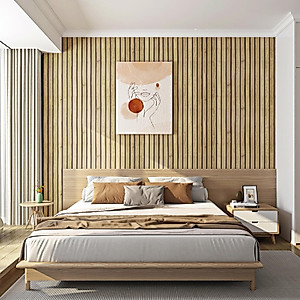 FunStick Brown Slats Wood Wallpaper Peel and Stick Wood Contact Paper for Cabinets Peel and Stick Wood Slats for Wall Decor Waterproof Removable Wood Wall Paper for Bedroom Countertops Desk 12"x200"
