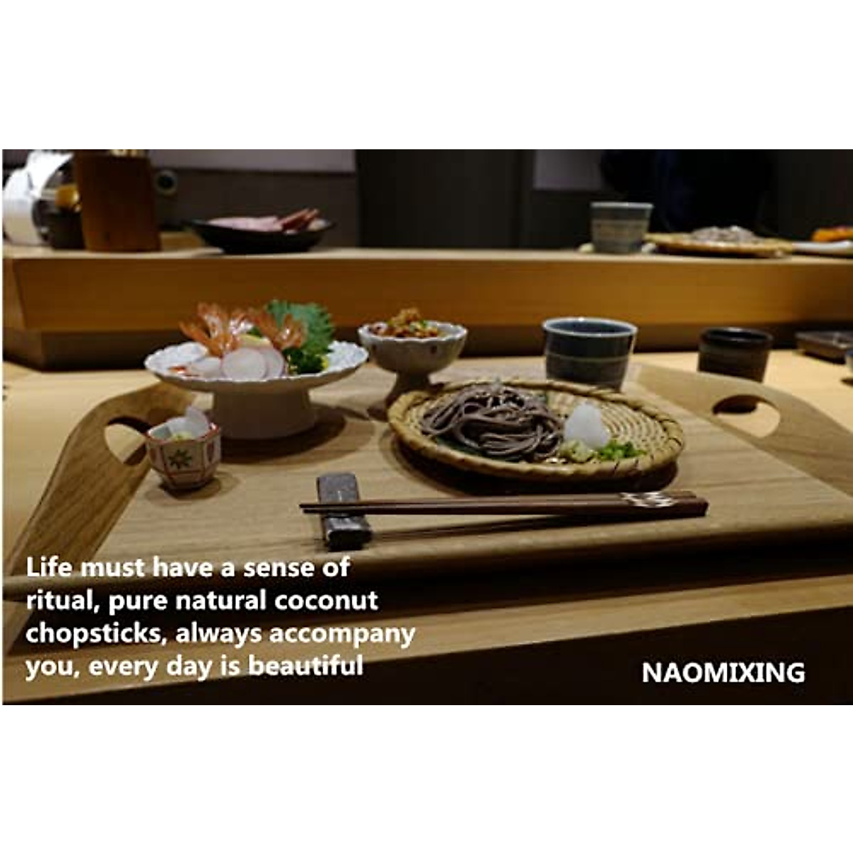 LUXIYUCHU 10 Set Coconut Chopsticks Reusable Wooden Chop Sticks Cooking Bamboo Helper Korean Japanese Cool Hair Chop Sticks Pack Reusable Chopsticks Take 10 Chicken Wings Chopstick Rest