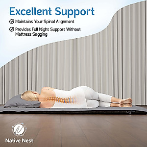 Native Nest Japanese Futon Floor Mattress - Medium Firm Futon Mattress for Sleeping - Shikibuton - Foldable and Portable Japanese Bed (Grey, Twin)