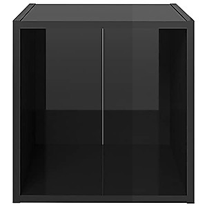 Ground Stand TV Cabinet,TV Unit,Stereo Cabinet,HiFi Cabinet,Gaming Entertainment Center,Home Decor,Open Storage Unit,for Bedroom,Living Room,Office,High Gloss Black 14.6"x13.8"x14.6" Chipboard