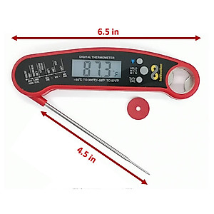 RedWoodBest Digital Meat Thermometer Instant Read Waterproof with Backlight & Calibration, Magnet and Bottle Opener, Best for Kitchen, Food, BBQ, Grill, Deep Fry, Baking, Candy, Indoor Outdoor Cooking