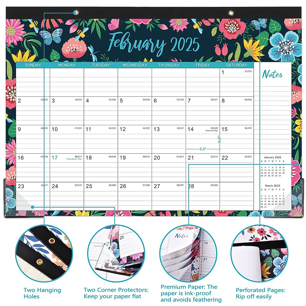 2025 Desk Calendar - Jan 2025 - Dec 2025, Large Monthly Desk Calendar 12 Months, 17" x 12", Desk Pad, Large Ruled Blocks, To-do List & Notes, Best Desk/Wall Calendar 2025 for Planning or Organizing
