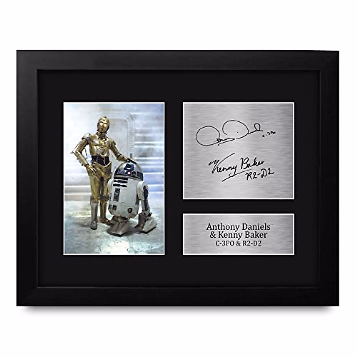 HWC Trading Anthony Daniels & Kenny Baker USL Framed Signed Printed Autograph Star Wars C-3PO R2-D2 Print Photo Picture Display - US Letter Size