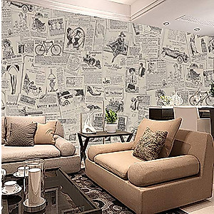 Lependor 17.71" X 118" Vintage Newspaper Self Adhesive Paper Peel & Stick Wallpaper for Bedroom Livingroom Decor - 17.71" X 9.8 ft