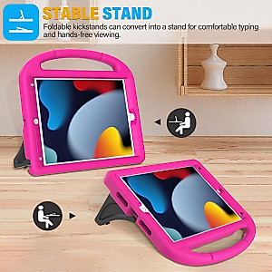 SUPLIK Kids Case for iPad 9th/8th/7th Generation - iPad 10.2 inch 2021/2020/2019 Case with Built-in Screen Protector, Durable Shockproof Handle Stand Kids Case for Apple iPad 7/8/9 Gen, Pink