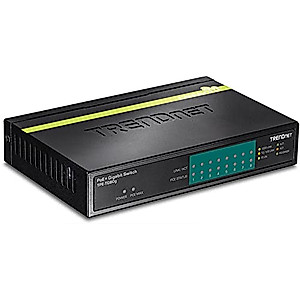 TRENDnet 8-Port Gigabit PoE+ Switch, 8 x Gigabit PoE+ Ports, 123W PoE Power Budget, 16 Gbps Switching Capacity, Desktop Switch, Ethernet Network Switch, Metal, Lifetime Protection, Black, TPE-TG80G