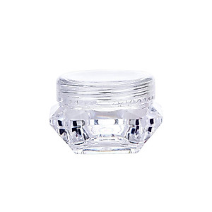 Goege 5 Gram Jar 5ML Clear Empty Plastic Pot Containers Refillable Cosmetic Lotion Diamond Container Screw Cap Lid (50 Pcs)
