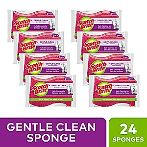 Scotch-Brite Brite Delicate Sponge, 3 Count (Pack of 8), Multi-Color