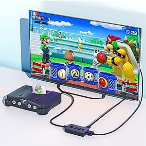 Kirolle N64 to HDMI Cable Converter Supports 4 : 3 and 16 : 9 HDMI Output Switch, HDMI Cable for N64, Nintendo64 to HDMI Converter Compatible with Nintendo 64/ Super SNES/NGC