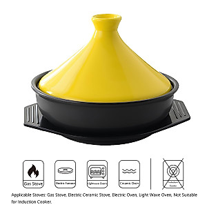 Xgxoz Ceramic Tajine Tagine Cooking Pot with Cone-Shaped Closed Lid, Ceramic Stew Pot Casserole Pot Multifunction Cookware for Stew Soup