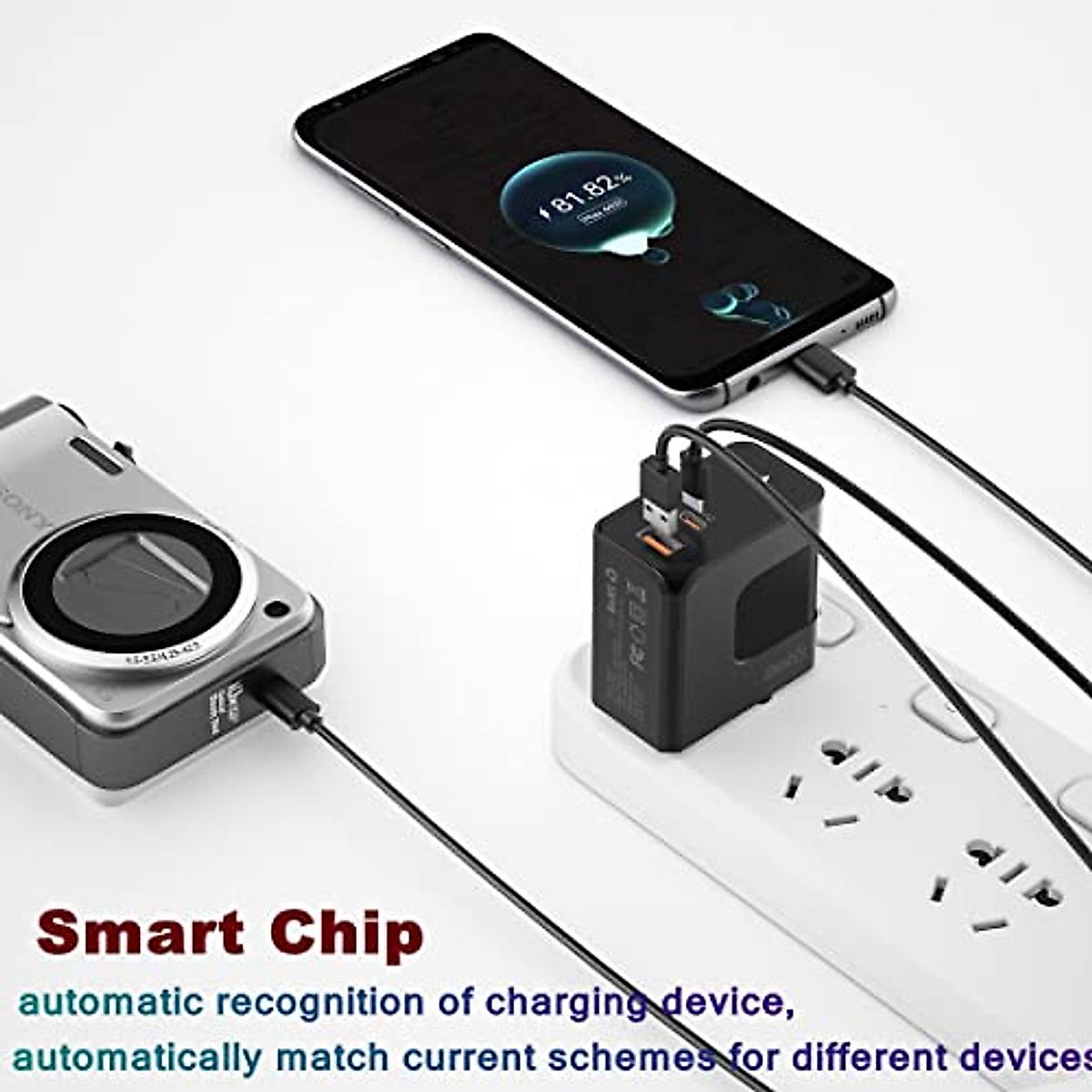 sunshot USB C Charger 65W Fast Charger (Dual Port USB C PD3.0 & USB A) with GaN Fast Technology Charger for MacBook Pro/Air, Dell XPS13, HP Spectre, iPhone11 Pro Max, iPad Pro etc, One for All Deviece
