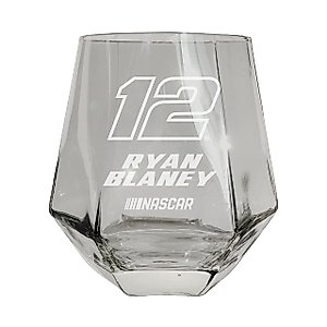 R and R Imports #12 Ryan Blaney 11.5 Oz Etched Diamond Cut Stemless Wine Glass Clear