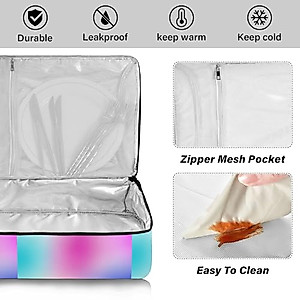Kcldeci Insulated Thermal Food Carrier Insulated Casserole Carrier for Hot or Cold Food,Colorful Blur Gradient Insulated Tote Bag for Potluck Cookouts Parties Picnic,Lasagna Lugger