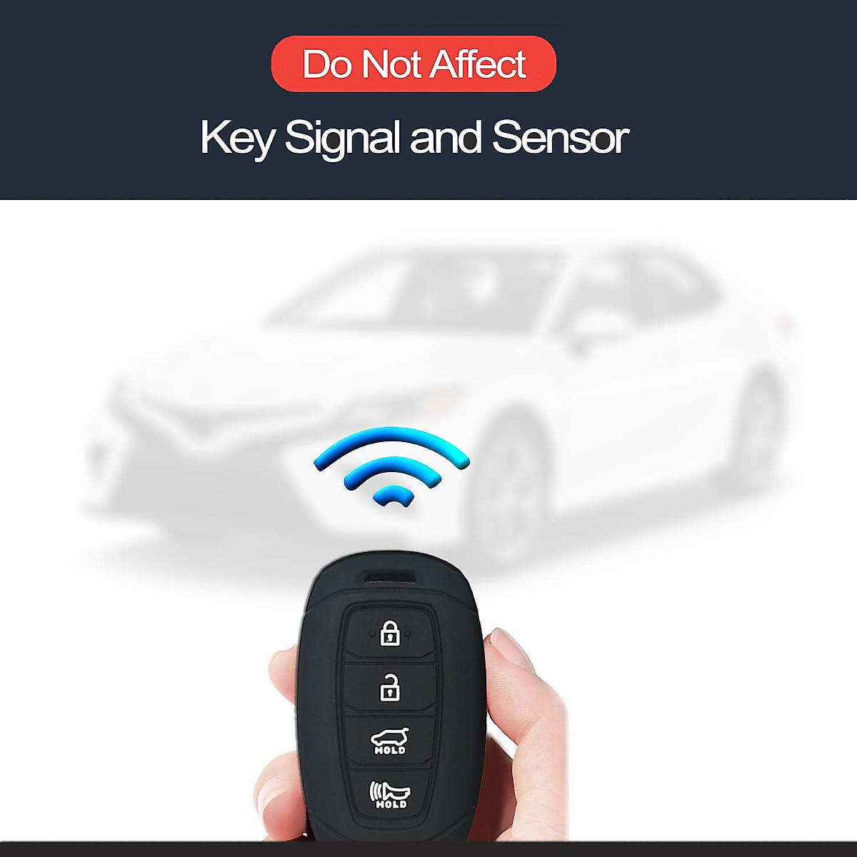 INFIPAR 2pcs Compatible with Hyundai Elantra N GT Santa Fe Kona Electric Accent Azera Palisade Veloster N Black Key Fob Cover Case Key Chain Protector Shell Holder