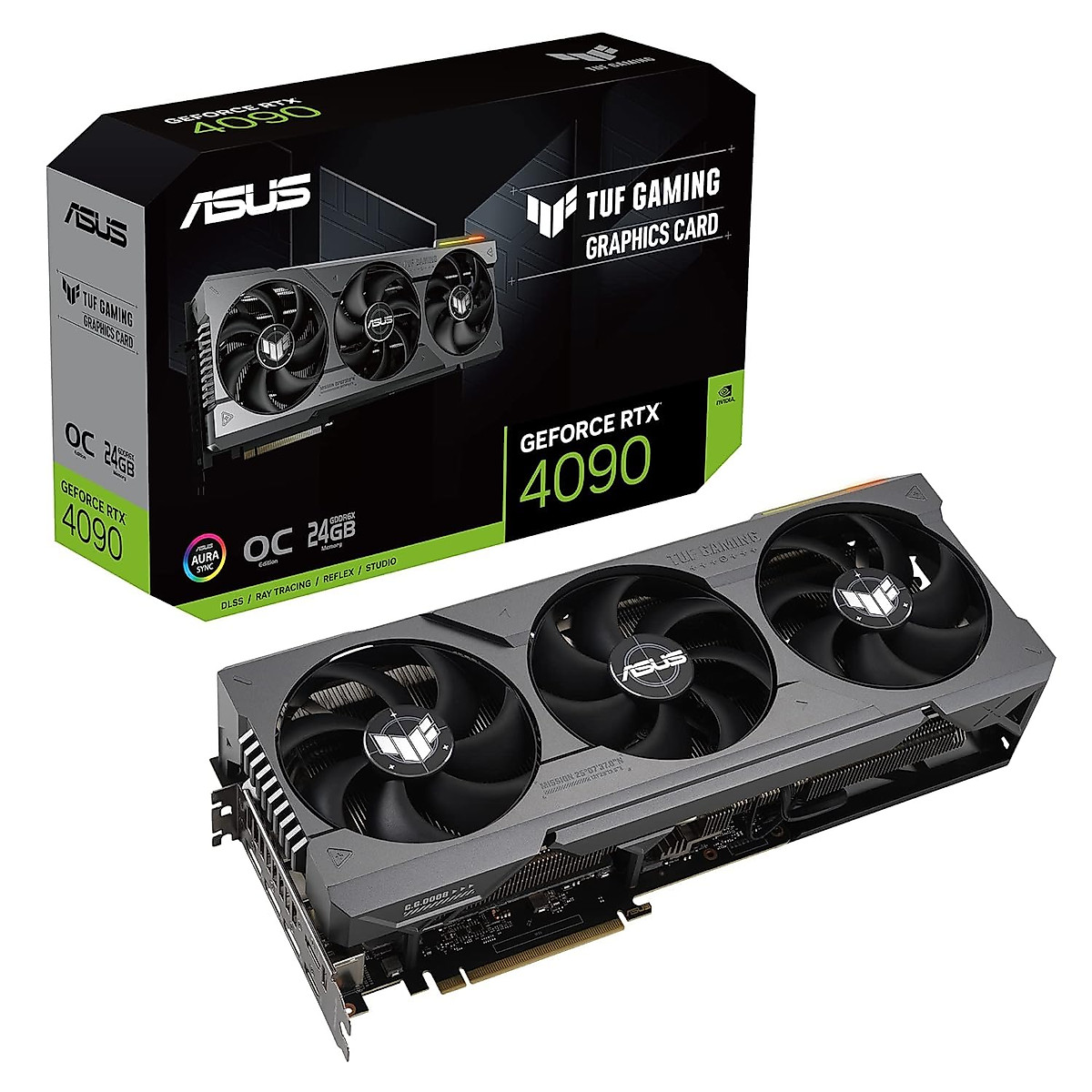 Asus ASUS TUF GeForce RTX 4090 OC Edition Gaming Graphics Card (PCIe 4.0, 24GB GDDR6X, HDMI 2.1a, DisplayPort 1.4a) TUF-RTX4090-O24G-GAMING (Renewed) Black