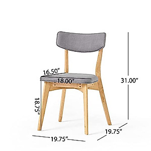 GDFStudio Caleb Mid Century Fabric Dining Chairs with Natural Oak Finish(Set of 2) (Dark Grey)