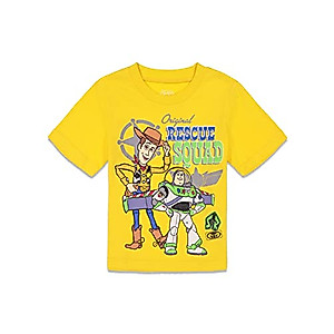Disney Pixar Toy Story Buzz Lightyear Woody Toddler Boys Athletic T-Shirt and Mesh Shorts Set Yellow 3T