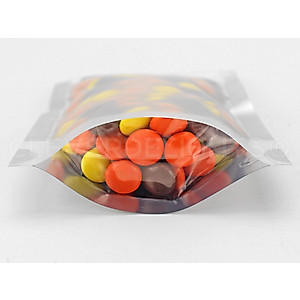 CleverDelights Silver/Clear Stand Up Pouches - 2oz - 100 Pack - 4" x 6" x 2" - Resealable Bag