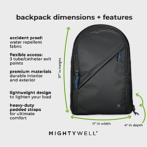 Mighty Well Fluid Motion Backpack: Best backpack for TPN, Feeding Tubes, and Storing Medical Supplies (Platinum)