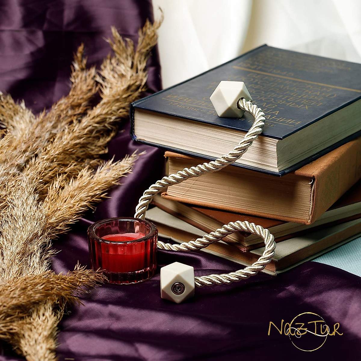 NazTur Magnetic Curtain Tiebacks- Upgrade 2022 with a Thicker Twist Rope and Strong Magnet Tieback Window Treatment Holdbacks Draperies Holders Decorative Drape Handmade Curtain Tie Back (Beige, 2)