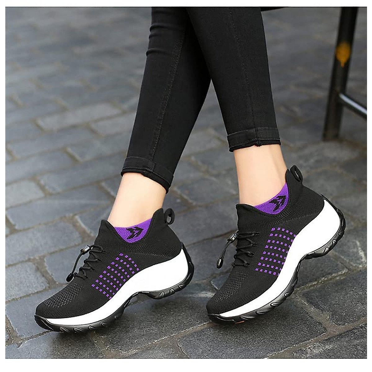 Women’s Ortho Stretch Cushion Shoes ComforthoFit Cloud Pro Ergonomic Pain Relief Footwear Running Lightweight Tennis Shoes Purple