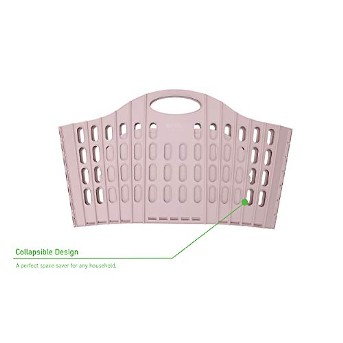 Mind Reader Collapsible Laundry Basket 38 Liter/10 Gallon, Ventilated Plastic Hamper, Compact Clothes Basket, Pink