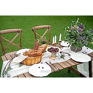 Keketo Ivory Gauze Rustic Cheesecloth Table Runner 120 Inch 10 FT for Wedding Baby Shower Bridal Shower Birthday Engagement Garden Outdoor Party Long Sheer Boho Decorations