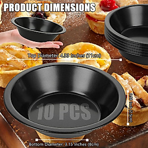 RHBLME 10 Pack Mini Pie Tins, 4 Inch Nonstick Small Pans, Carbon Steel Individual Pans for Baking Dessert, Fruit and Beef, Oven & Dishwasher Safe