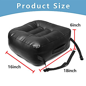 YOUFi Leather Seat Cushion Extra-Thick Booster - Perfect for Office Chair to Rise Height - Full Filling for Support - with Breathable Cover, Handle and Buckle - Relieves Back Pain – 18"x16"x6"
