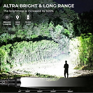 Lylting Rechargeable Flashlights High Lumens, 900,000 Lumens Super Bright Led Flashlight with 5 Modes, Waterproof Flash Light Multifunctional Flashlights for Camping Emergencies