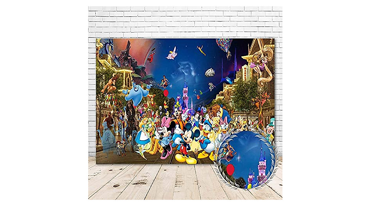 YouRan Pink Disneyland Backdrop 7x5ft for Kids Birthday Party