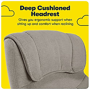 Serta Executive Office Chair Ergonomic Computer Upholstered Layered Body Pillows, Contoured Lumbar Zone, Microfiber, Black Base, Fabric, Grey/Silver