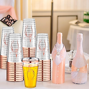 Yaomiao 50 Pcs16 oz Bachelorette Party Cups Ring Finger Reusable Cups Bridal Favors Cups for Bridal Shower Engagement Bridal Shower Favors for Cold Drinking, Events, Parties