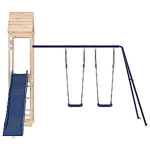 GOLINPEILO Outdoor Playset Solid Wood Pine, Garden Play Set with 1 Play Tower,1 Wave Slide,1 Double Swing Set, Modern Outdoor Backyard Children's Climbing Wood Playground Playset,-4591