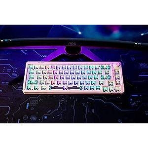 GK GAMAKAY LK67 65% RGB Modular DIY Mechanical Keyboard, 67 Keys Hot Swappable 3pin/5pin Switch, Programmable Triple Mode Bluetooth 5.0/USB-C Wired/2.4GHz Wireless Customized Keyboard Kit (Pink)