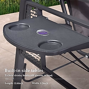 PURPLE LEAF Outdoor Patio Porch Swing with Stand, 2-seat Swing Chair with Adjustable Tilt Canopy All-Weather Steel Frame for Backyard Front Porch Lawn, Cushions and Pillow Included, Grey