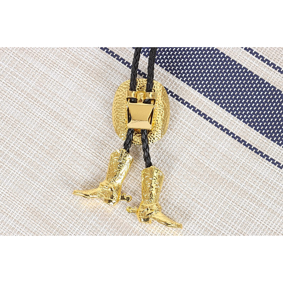 Bolo Ties for Men Western - 3D Cowboy Hat Bolo Tie Design with Vintage Cowboy Boots Bolo Tie Western Bolotie Cowboy Bola Tie (Gold Cowboy Hat Tie)