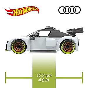 MEGA Hot Wheels Building Toy Race Car Playset, Audi R8 LMS GT2 with 73 Pieces, 1 Micro Action Figure Driver, White, Gift Ideas for Kids Age 5+ Years