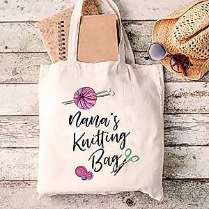 Nana’s Knitting Bag Grandma Knitting Tote Bag Knitting Lover Shopping Bag Nana Canvas Bag (Nanas Knitting Bag)