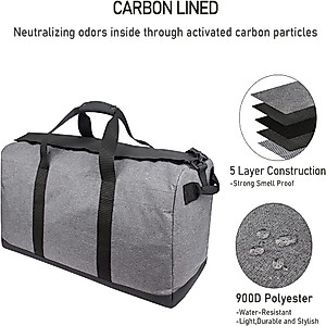 FIREDOG Smell Proof Duffle Bag, Large Smell Proof Bag for Travel Storage(21.5”x10”x12”)