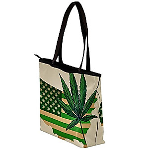 Tote Bag Women Satchel Bag Handbag Stylish Tote Handbag for Women Hobo Bag Fashion Crossbody Bag, Leaves and Flag