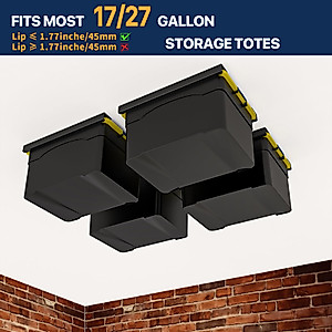 4 Bins Overhead Garage Storage Racks for Utility Bins,Heavy Duty Garage Ceiling Storage Racks,Storage Bin Ceiling Rack System,Tote Storage Rails,Storage Bin Ceiling Rack System,Great Space Saver