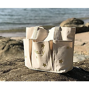 CT CRAFT LLC Stylish Canvas Tote Bag +[Free 12x10” HTV Heat Transfer Vinyl sheet] : Inner Water-Repellent, Three Outer Pockets, One Inner Pocket。Large Capacity